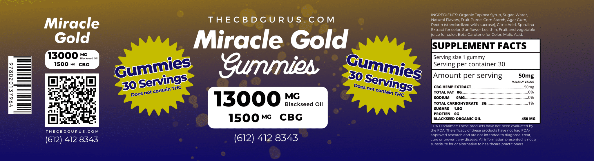 Miracle Gold 30ct Gummies - The CBD Gurus